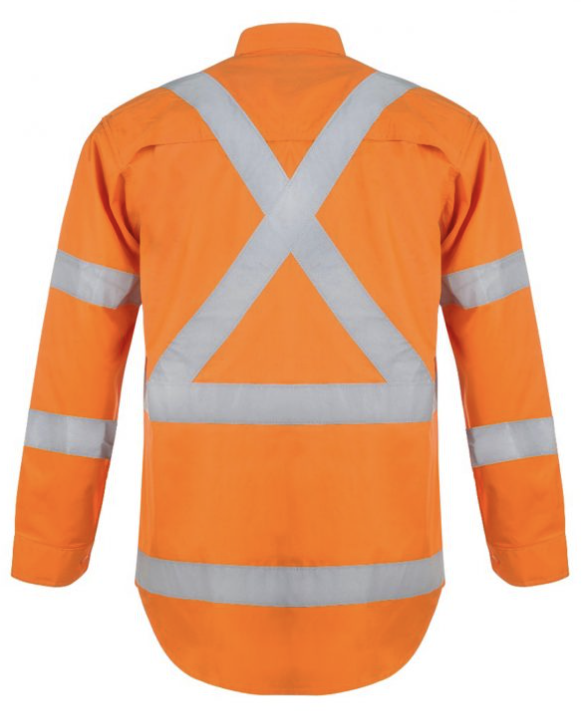 WorkCraft FULL COLOUR L/S MENS SHIRT ORANGE | Evolution Safety Australia