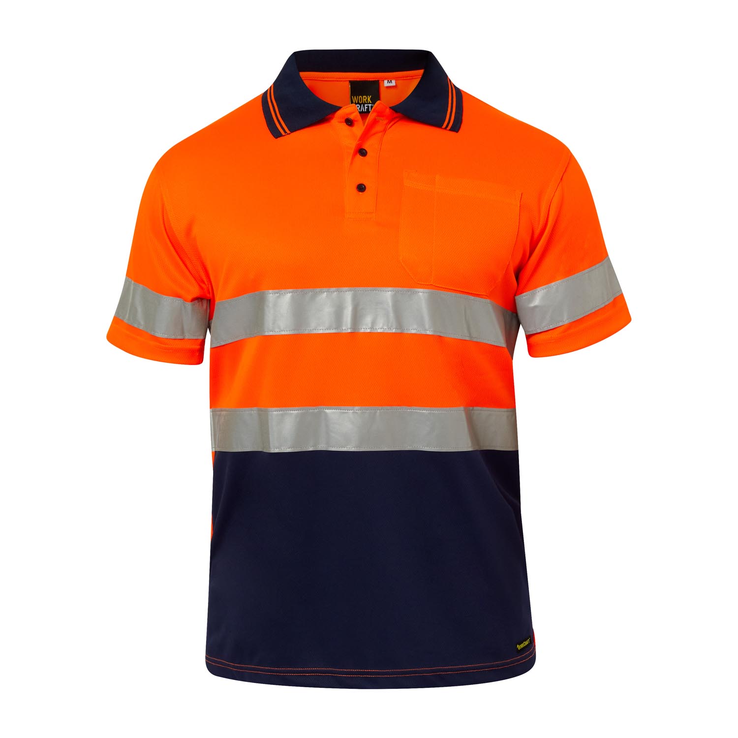 WorkCraft HI VIS SHORT SLEEVE MICROMESH REFLECTIVE POLO WITH POCKET ...