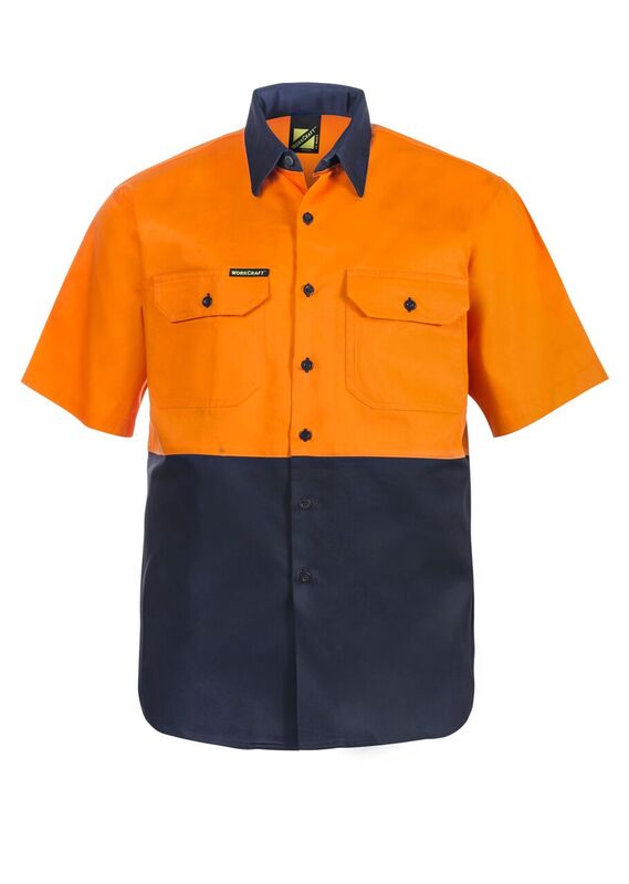 WorkCraft HI VIS COTTON DRILL SHIRT-SS 190GSM | Evolution Safety Australia