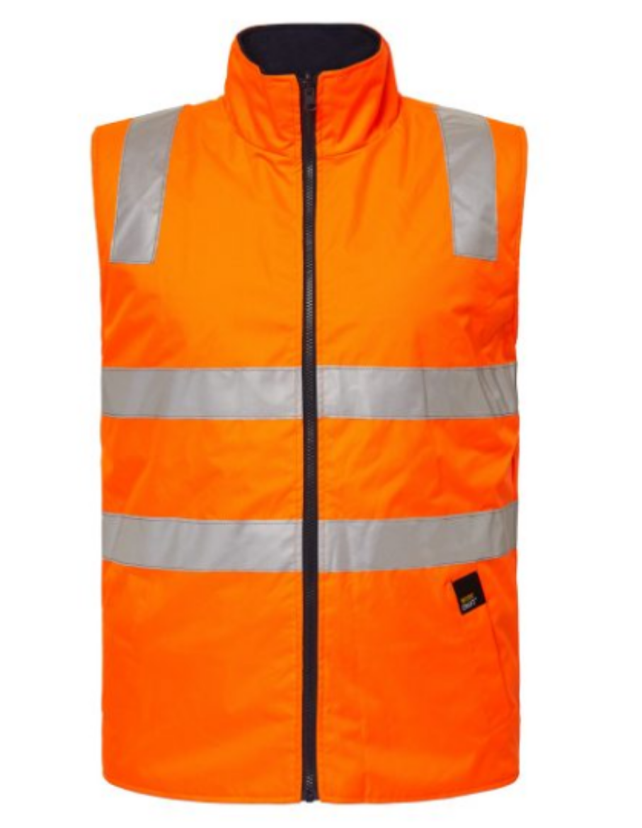WORKCRAFT Hi-Vis Reversible Vest with Tape | Evolution Safety Australia