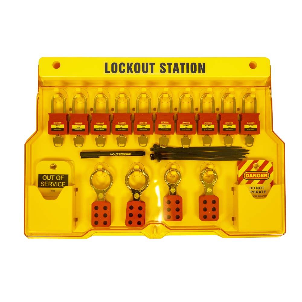 Wall Mounted Lockout Station with Lid - Filled | Evolution Safety Australia